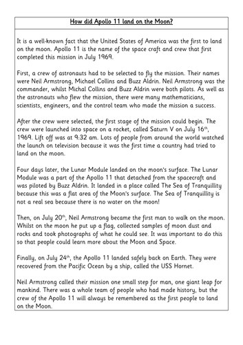 Moon Landing Explanation Writing | Teaching Resources