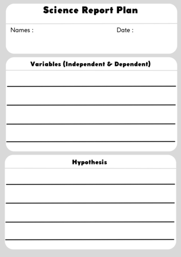 Science Report Plan | Teaching Resources