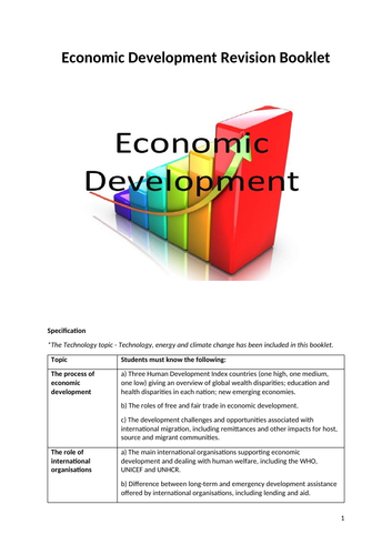 Global Citizenship Economic Development Revision Booklet | Teaching ...