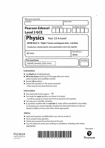 A-Level Physics Exam Questions with Solutions - EM Fields (Part 2 ...