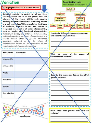 A Level Biology: Evolution & Classification Workbook | Teaching Resources