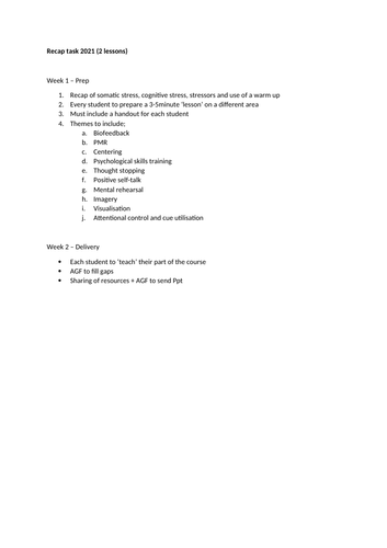 AQA A Level PE - Psychology Stress Management | Teaching Resources