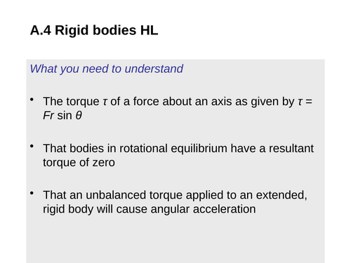IBDP Physics A.4 Rigid bodies PPT HL (first exams 2025) | Teaching ...