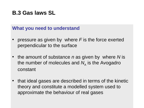 IB DP Physics B.3 Gas laws PPT SL (first exams 2025) | Teaching Resources