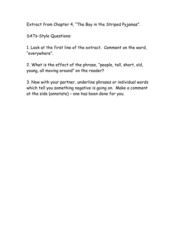 Boy in the Striped Pyjamas Pajamas Resources | Teaching Resources