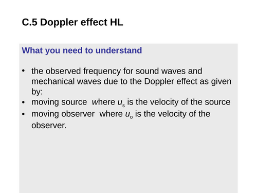 IB DP Physics C.5 Doppler effect PPT HL (first exams 2025) | Teaching ...