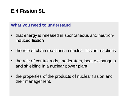 IB DP Physics E.4 Fission PPT SL (first exams 2025) | Teaching Resources
