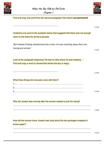 When the Sky Falls Reading Comprehension | Teaching Resources