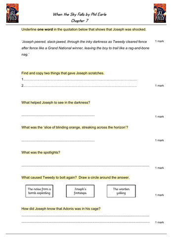 When the Sky Falls Reading Comprehension | Teaching Resources