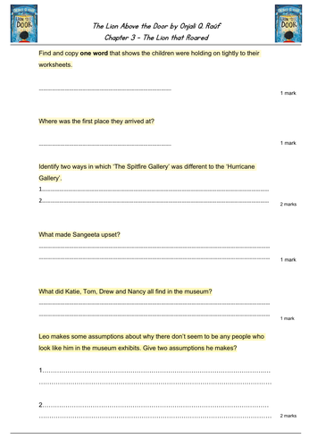 The Lion Above the Door Comprehension | Teaching Resources