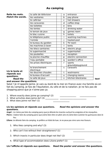 Au camping booklet | Teaching Resources