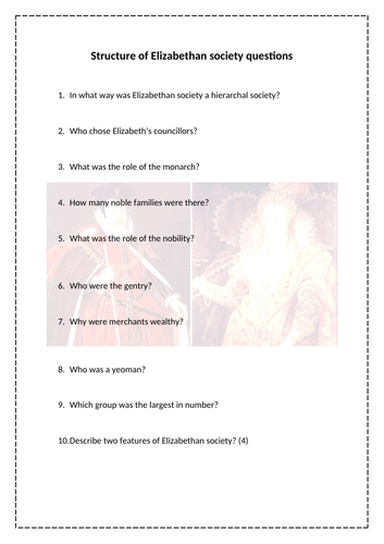 2. What was the structure of Elizabethan society? | Teaching Resources