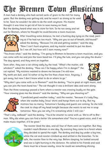 Bremen Town Musicians Comprehension | Teaching Resources