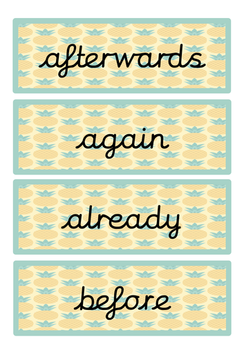 Adverbs Display Word Cards - Pineapple Design | Teaching Resources