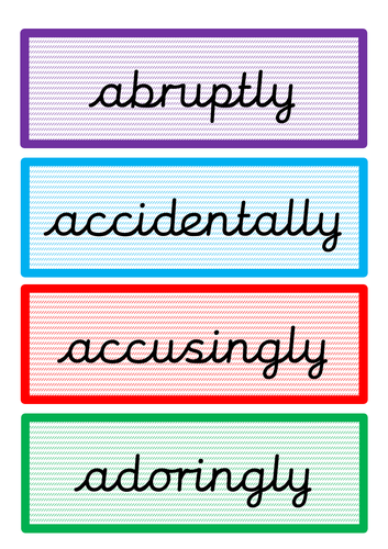 Adverbs Display Word Cards - Multicoloured Design | Teaching Resources
