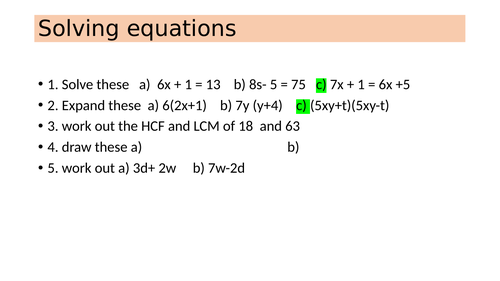 solving equations with letters on both sides | Teaching Resources