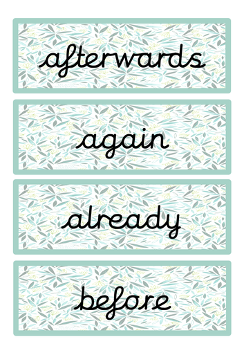Adverbs Display Word Cards - Green Leaves Design | Teaching Resources