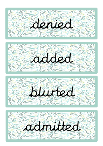 Synonyms For Said Display Word Cards - Green Leaves Design | Teaching ...