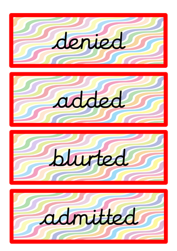 Synonyms For Said Display Word Cards - Colourful Design | Teaching ...