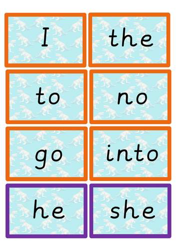 Dinosaur Tricky Words Flash Cards | Teaching Resources