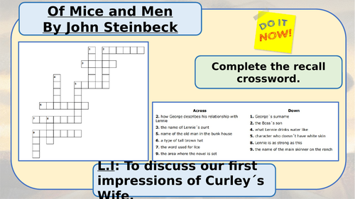 Of Mice and Men SOW (KS3) | Teaching Resources