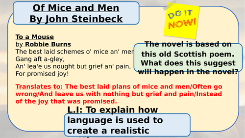 Of Mice and Men SOW (KS3) | Teaching Resources