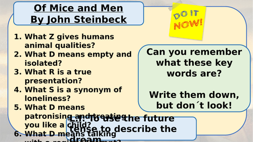 Of Mice and Men SOW (KS3) | Teaching Resources