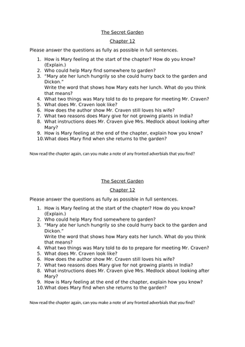 Year 5 Secret Garden Planning | Teaching Resources