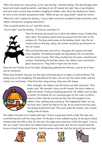 Bremen Town Musicians Reading | Teaching Resources