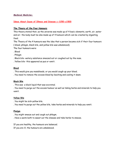 Medicine Through Time GCSE EDCEXEL HISTORY | Teaching Resources