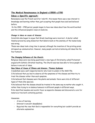 Medicine Through Time GCSE EDCEXEL HISTORY | Teaching Resources