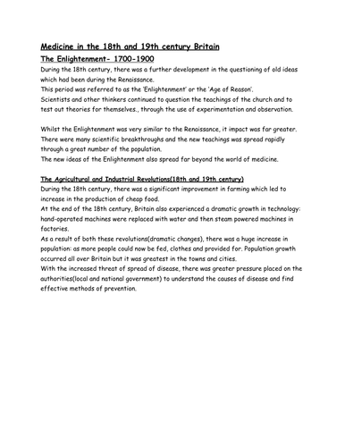 Medicine Through Time GCSE EDCEXEL HISTORY | Teaching Resources