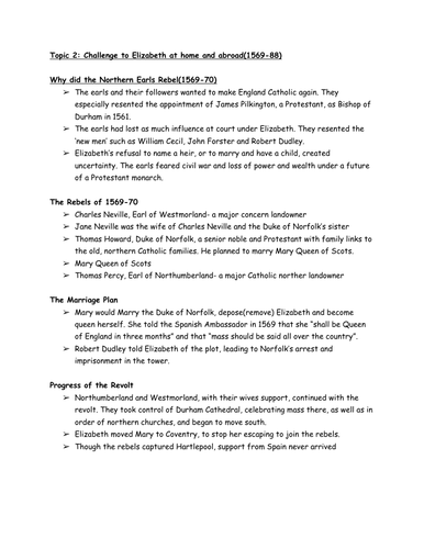 GCSE EDCEXEL HISTORY PAPER 2- ELIZABETHAN ENGLAND | Teaching Resources