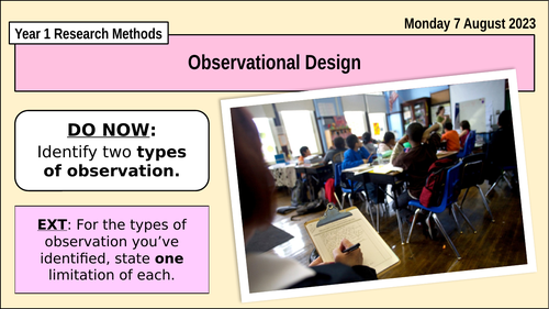 A-Level Psychology - OBSERVATIONAL DESIGN [Year 1 Research Methods ...