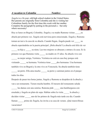 "Personal a" Reading in Spanish (La a personal) | Teaching Resources