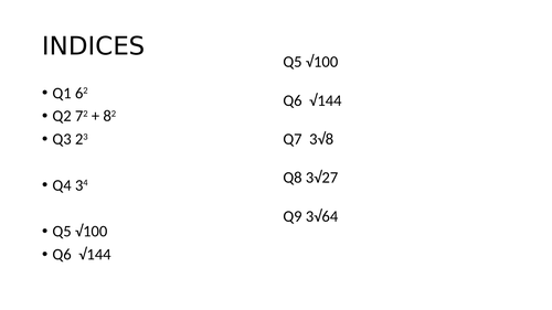 indices | Teaching Resources