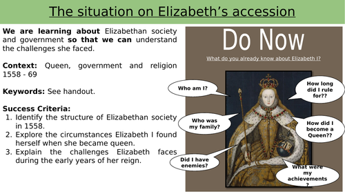 Elizabeth I's accession | Teaching Resources
