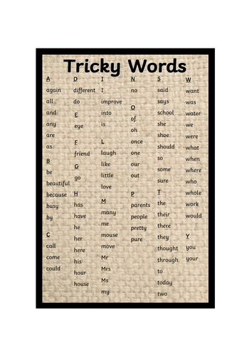 Year 2 Tricky Words and CEW - A5 mats for tables. | Teaching Resources