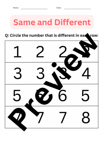 printable same and different worksheets for kindergarten | Teaching ...