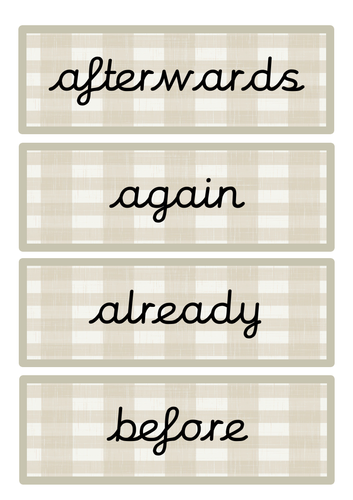 Adverbs Display Word Cards - Beige Gingham Design | Teaching Resources
