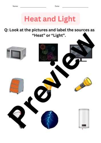 Forms of Energy Set with Heat and Light Activities for 1st 2nd 3rd ...