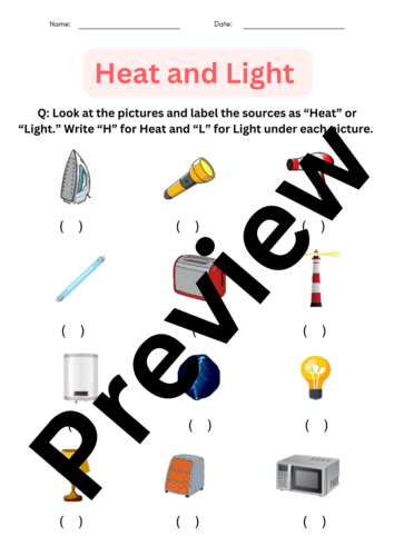 Forms of Energy Set with Heat and Light Activities for 1st 2nd 3rd ...