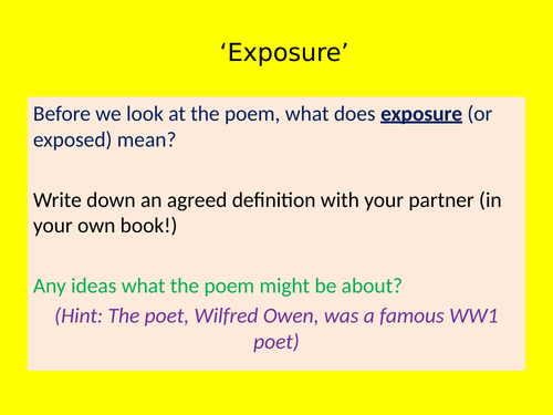 Exposure by Wilfred Owen. Power and Conflict. Created by AQA Examiner ...