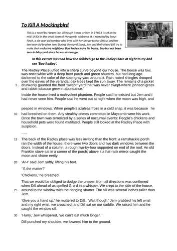 AQA GCSE English Paper 1 Question 4 To Kill A Mockingbird | Teaching ...