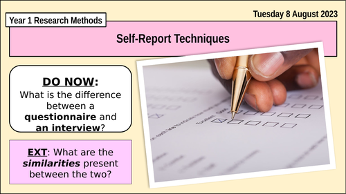 A-Level Psychology - SELF-REPORT TECHNIQUES [Year 1 Research Methods ...
