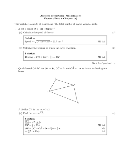 Edexcel Pure 1 Chapter 11 Homework - Vectors | Teaching Resources Edexcel Pure 1 Chapter 11 Homework - Vectors | Teaching Resources