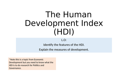 Politics and Governance Lesson 6 – The HDI | Teaching Resources