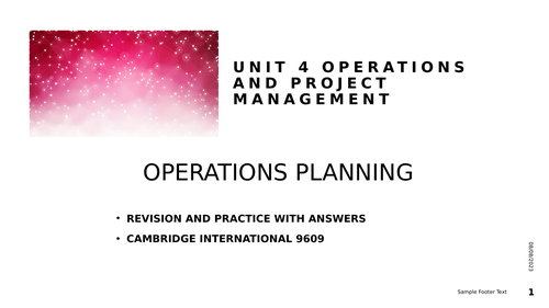 Unit 4 Lesson 23 Operations planning CIE 9609 Revision and practice ...