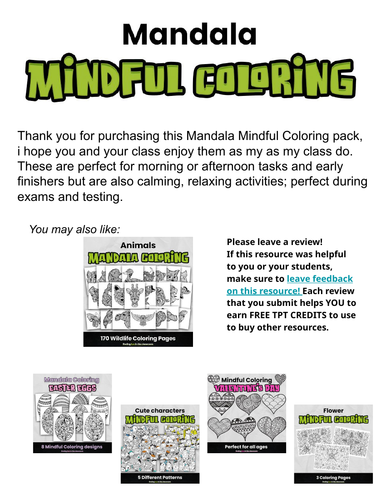 Mandala Mindful Coloring Pages for all ages | Social & Emotional ...