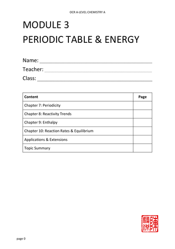 A-Level Chemistry Periodic Table & Energy Module 3 guided notes ...